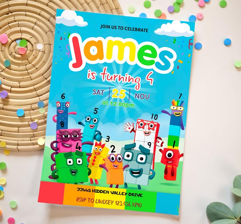 Numberblocks Birthday Invitation, Editable Printable Invitation ...