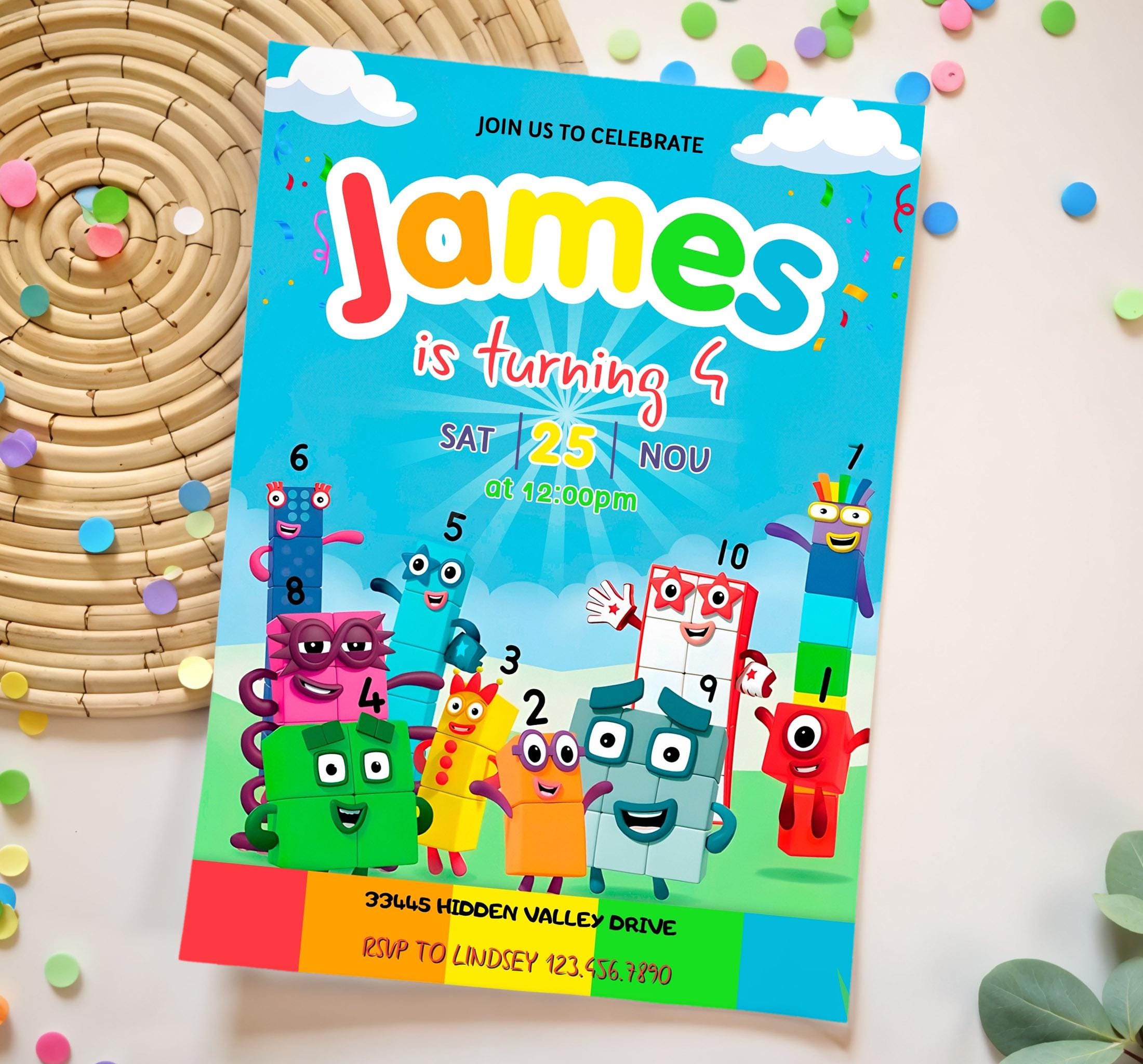 Numberblocks Birthday Invitation, Editable Printable Invitation ...