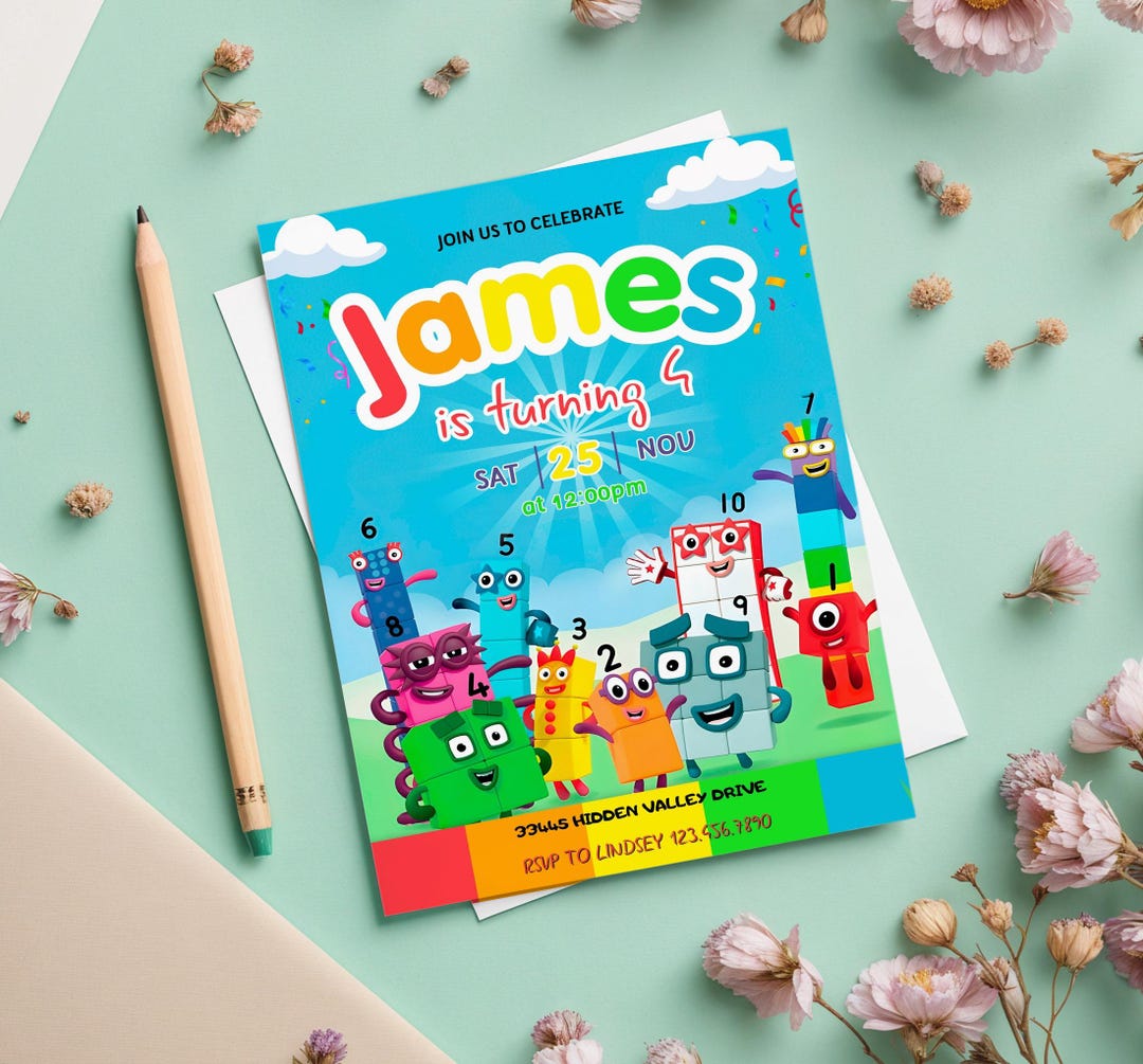 Numberblocks Birthday Invitation, Editable Printable Invitation ...