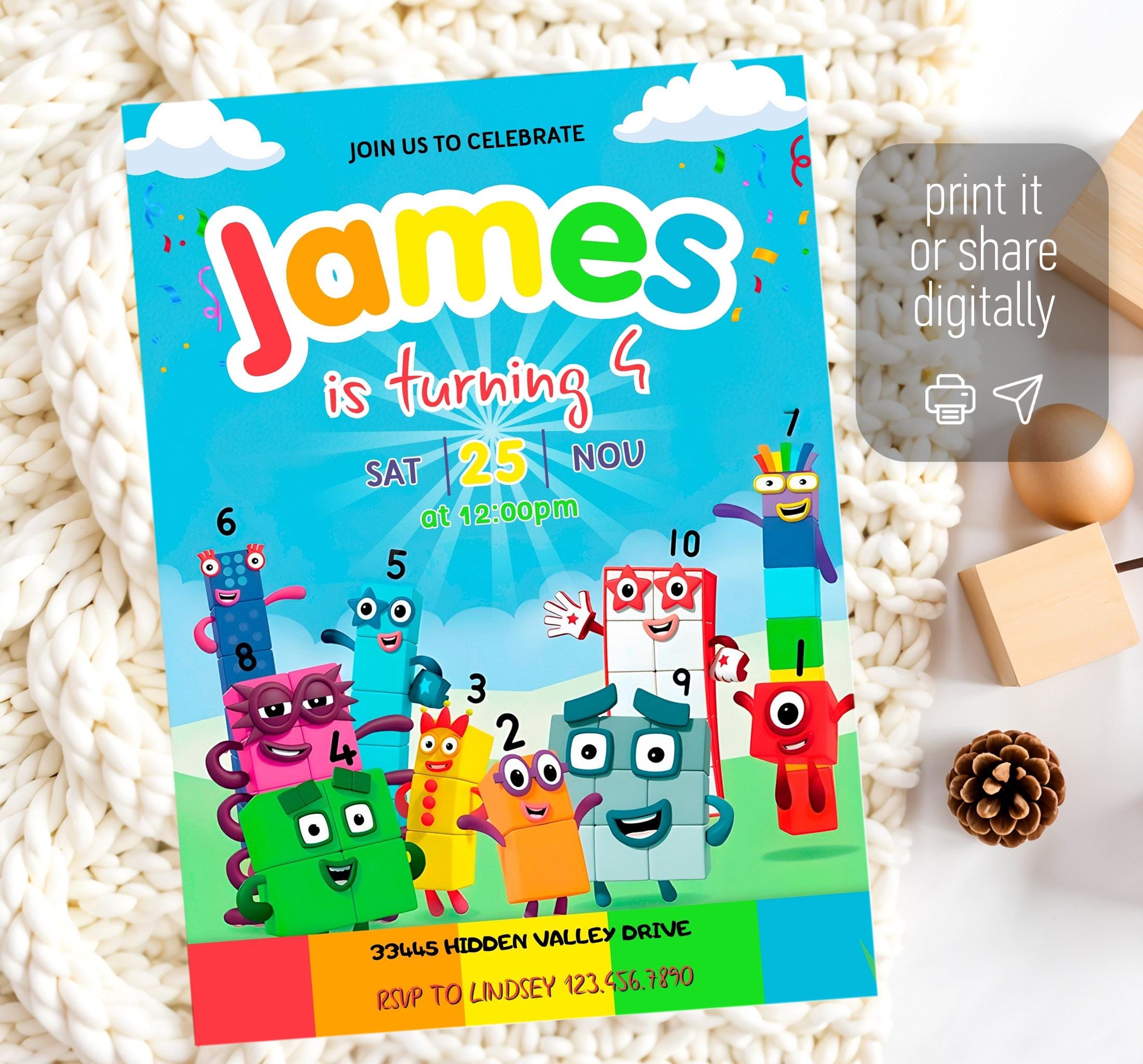Numberblocks Birthday Invitation, Editable Printable Invitation ...