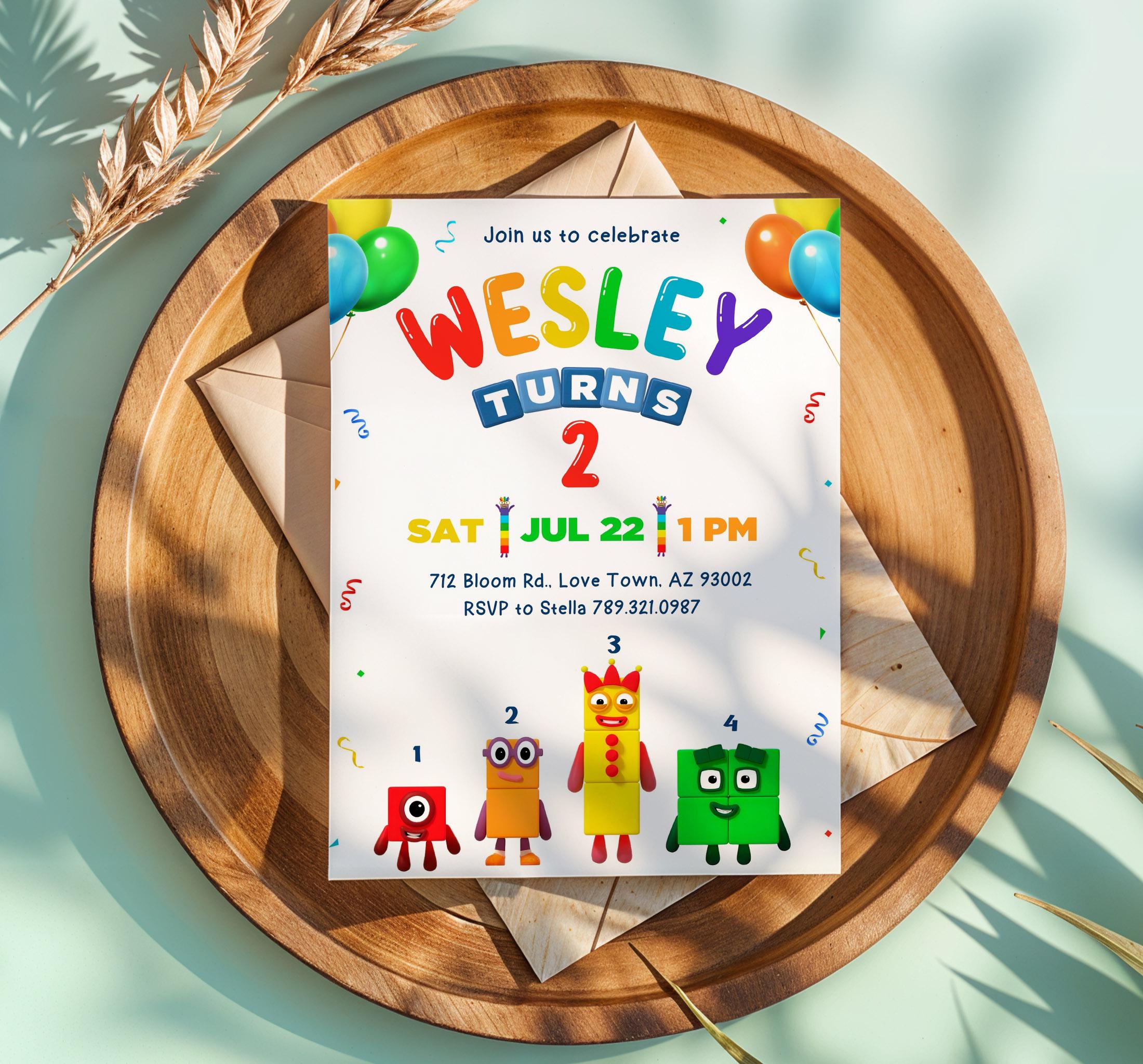 Numberblocks Birthday Invitation, Editable Printable Invitation ...