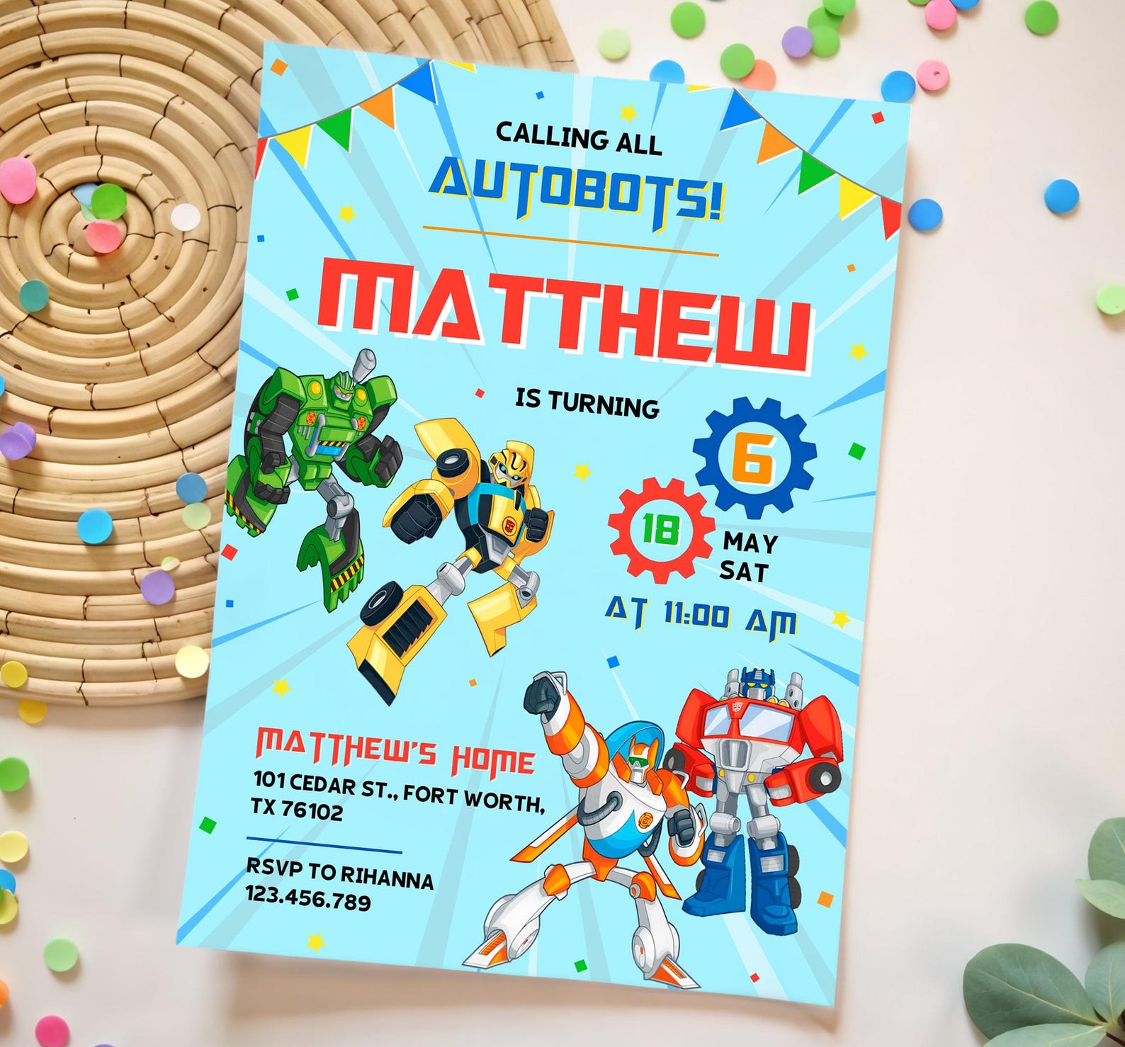Printable Birthday Invitation, Autobots Boy Birthday Invite, Editable ...