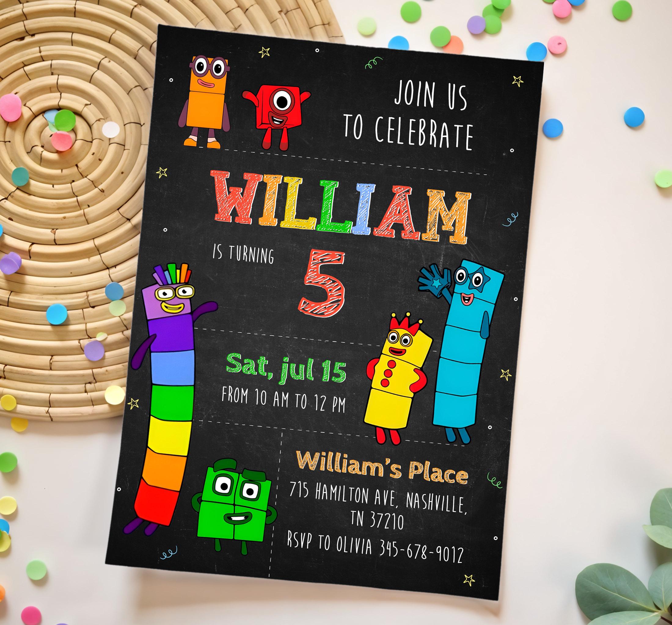 Numberblocks Birthday Invitation, Editable Printable Invitation ...