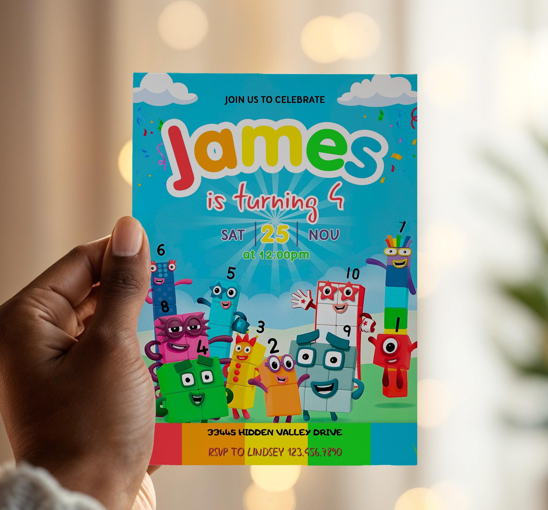 Numberblocks Birthday Invitation, Editable Printable Invitation ...