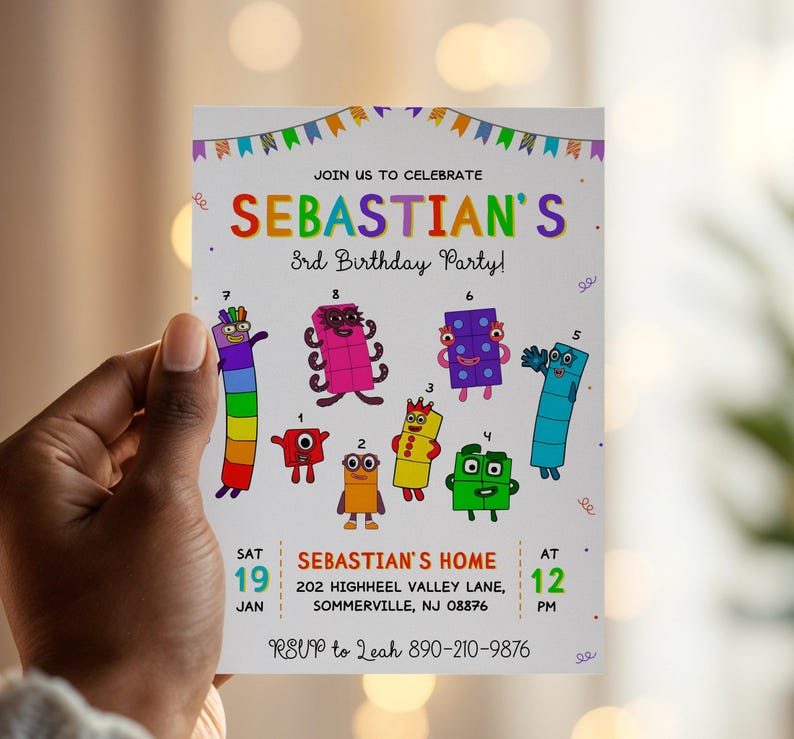 Numberblocks Birthday Invitation, Editable Printable Invitation ...