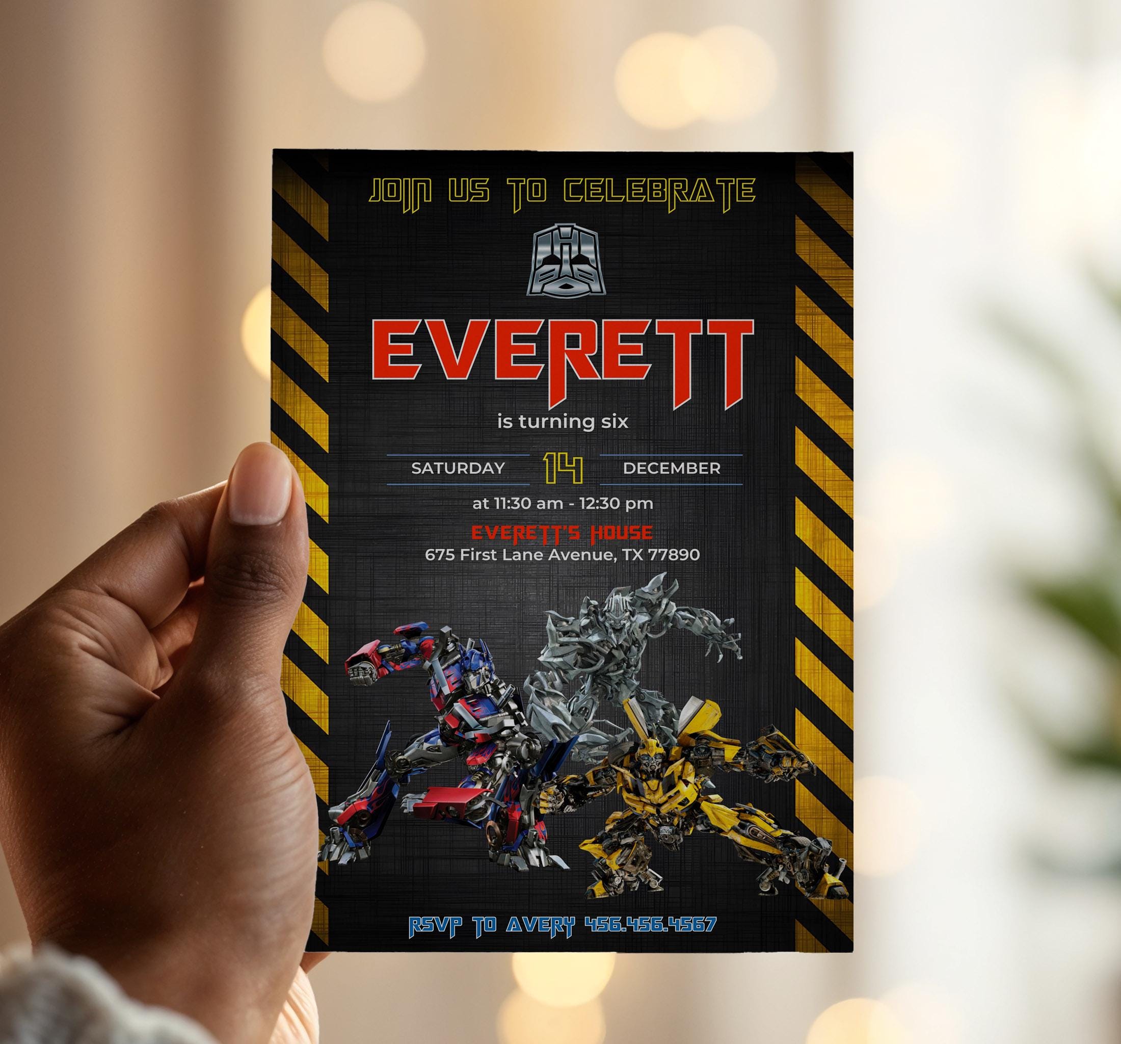 Printable Birthday Invitation, Autobots Boy Birthday Invite, Editable ...