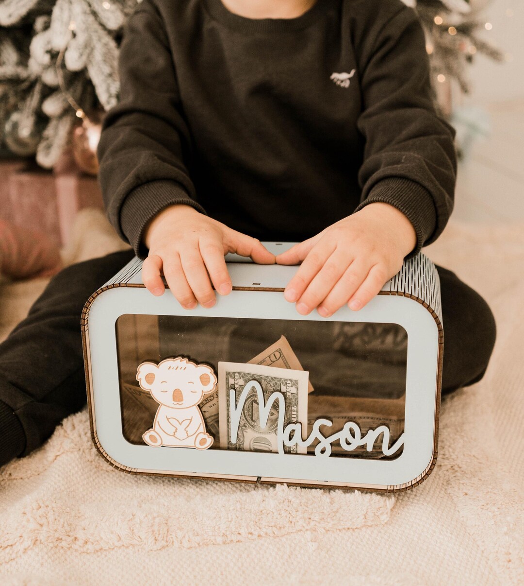Piggy Bank for Kids, Toddler Saving Money Bank, Wood Piggy Box ...