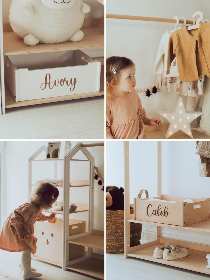 Clothing Rack & Shelf Personalized, Custom Kids Wooden Hangers Set,baby ...