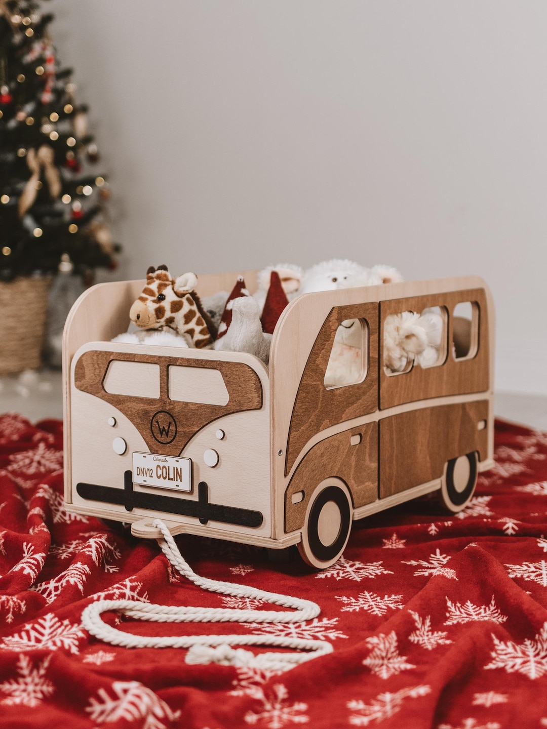 Personalized Wooden Toy Bus: Rolling Toy Chest, Playroom Storage - Etsy