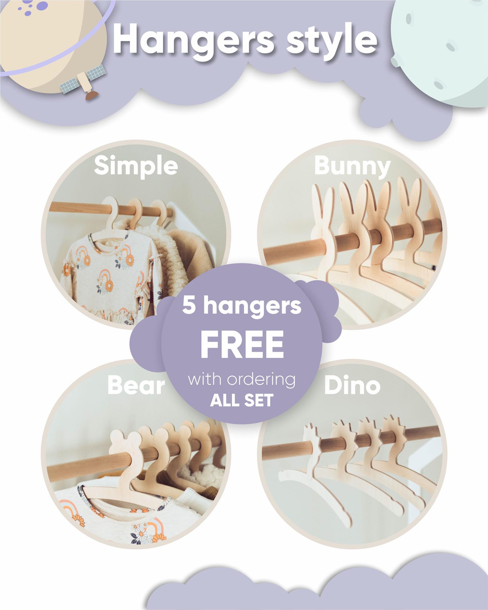 Clothing Rack & Shelf Personalized, Custom Kids Wooden Hangers Set,baby ...