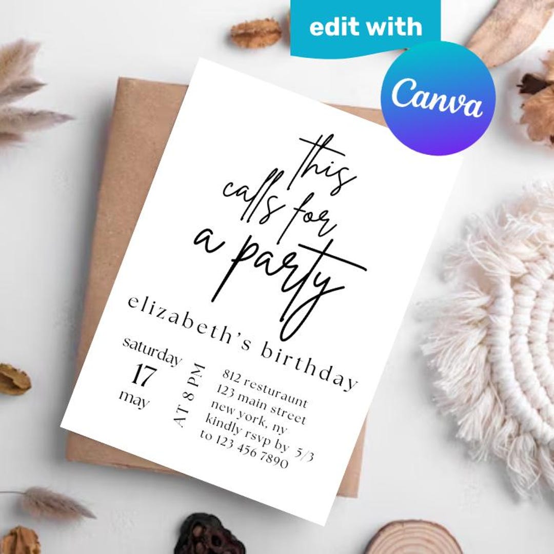 Modern and Simple Invitation Template - Etsy