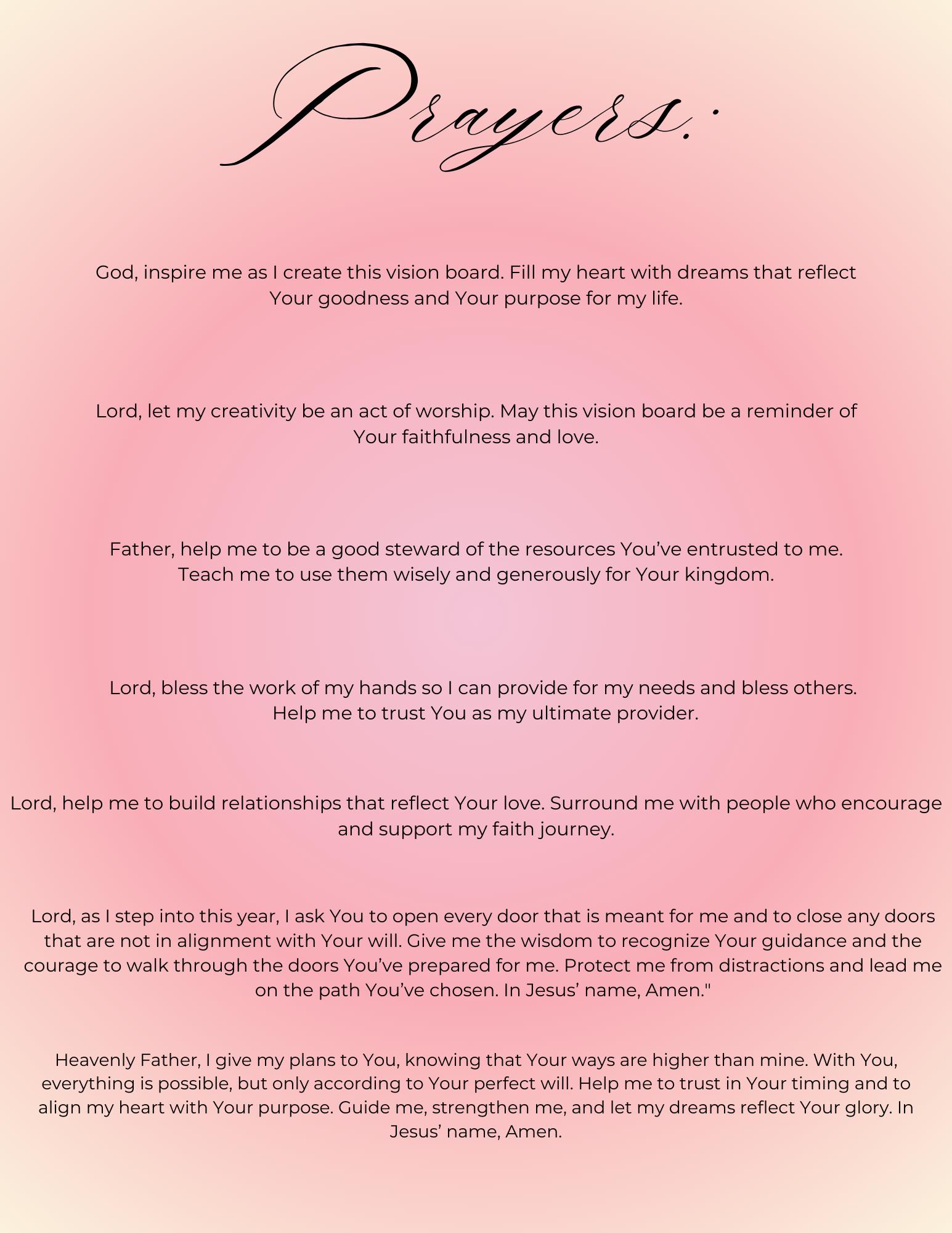 Printable & Editable Christian Girl New Years 2025 Vision and Prayer ...