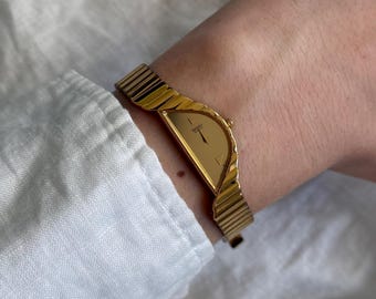 Vintage SEIKO Half Moon Watch From Gold Tone Quartz Watch With New Battery. Fits 6.25” Wrist or ...