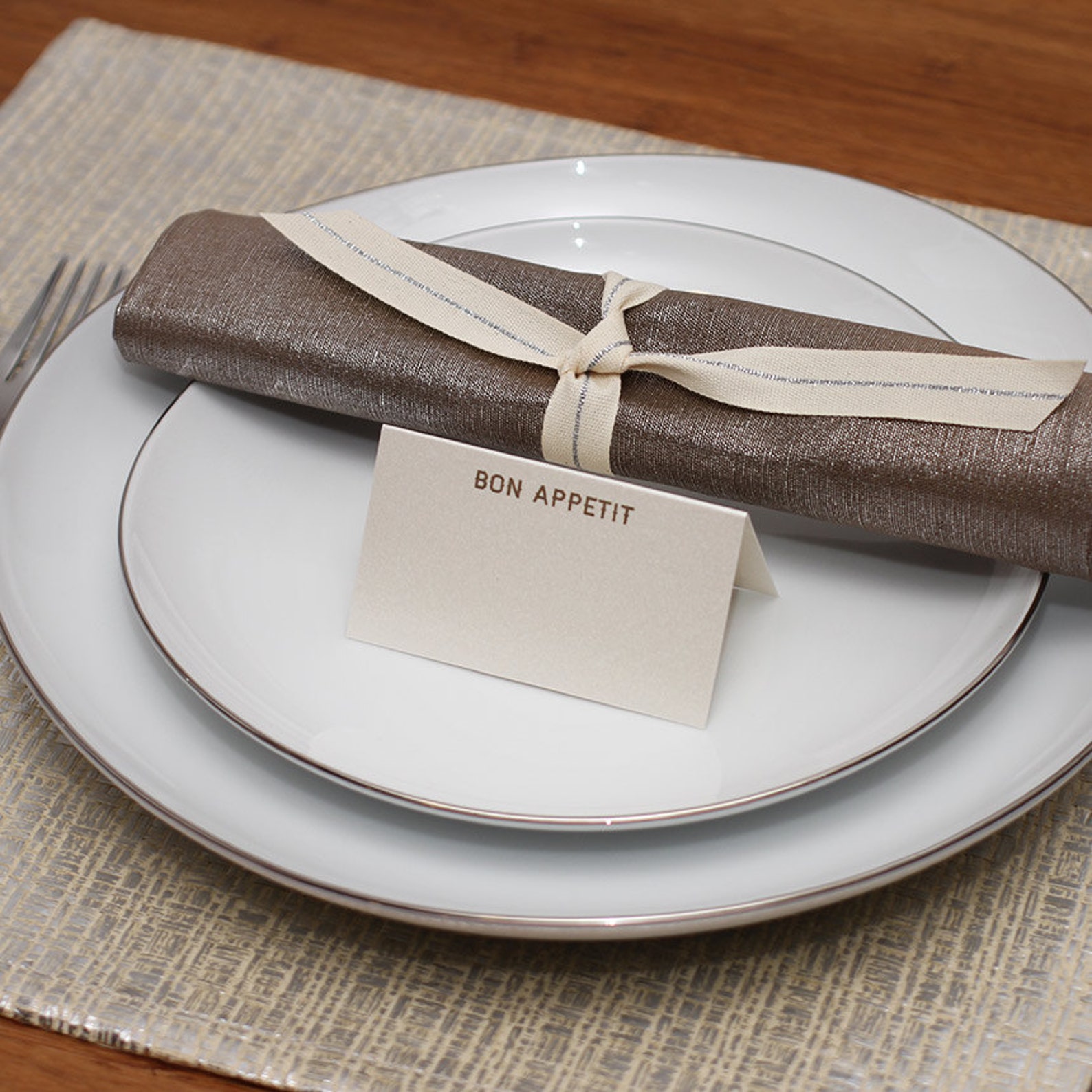 Bon Appetit Place Cards Shimmer - Etsy