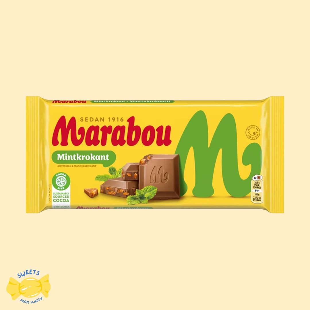 Swedish Candy Marabou Milk Chocolate With Mint & Almond Brittle Fresh ...