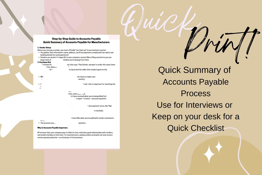 Printable One-page Accounts Payable Checklist Guide: Essential Process ...