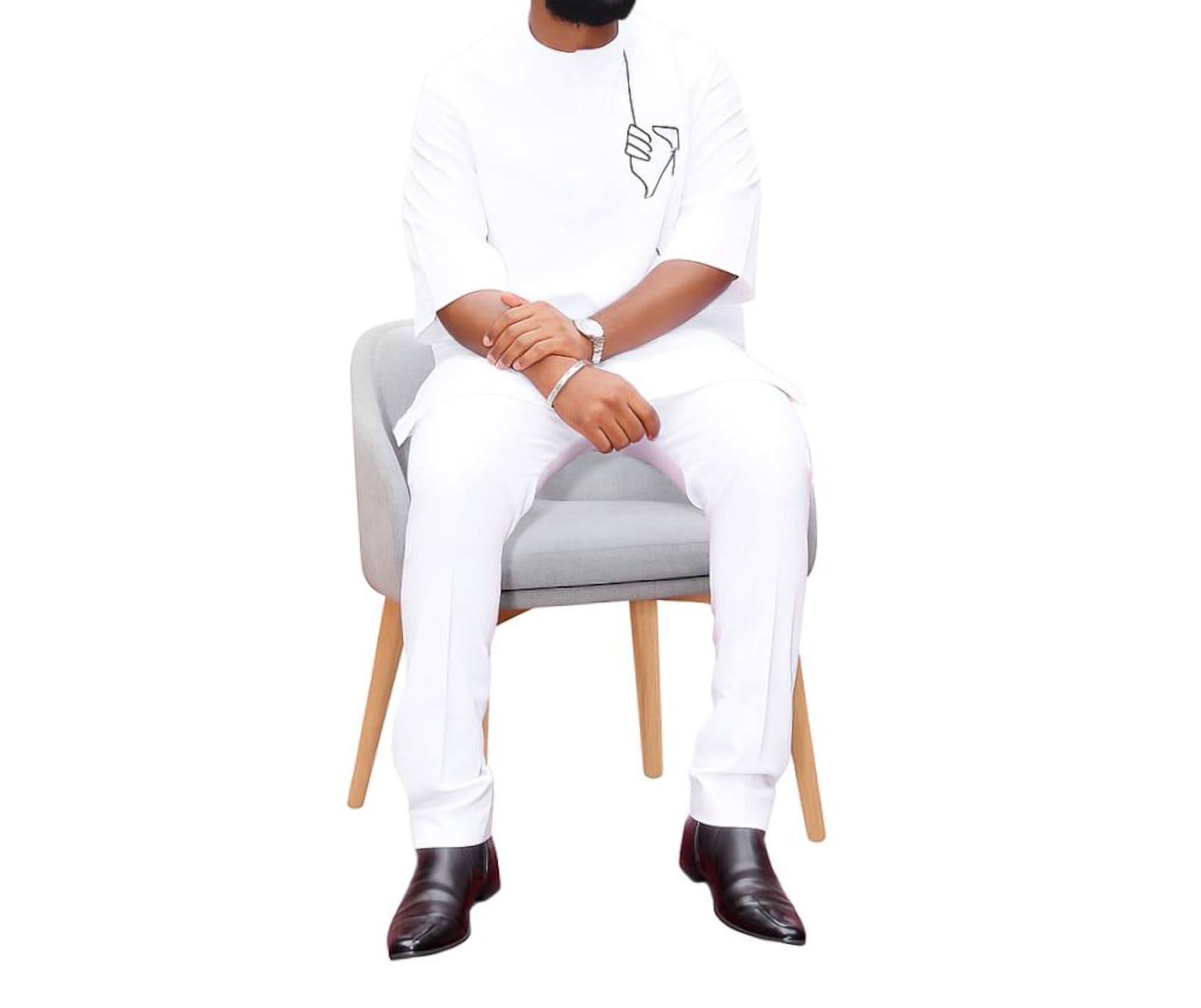 White African Senator Suit: Embroidered Kaftan - Elegant Occasion Wear ...