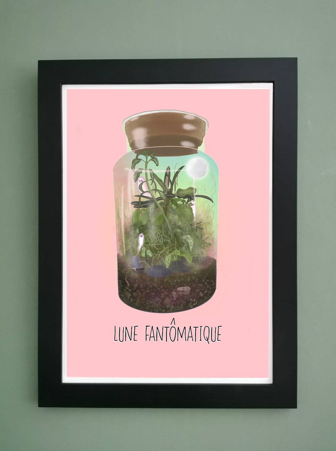 Haunted Terrarium Lune Fantomatique A4 Print Halloween - Etsy