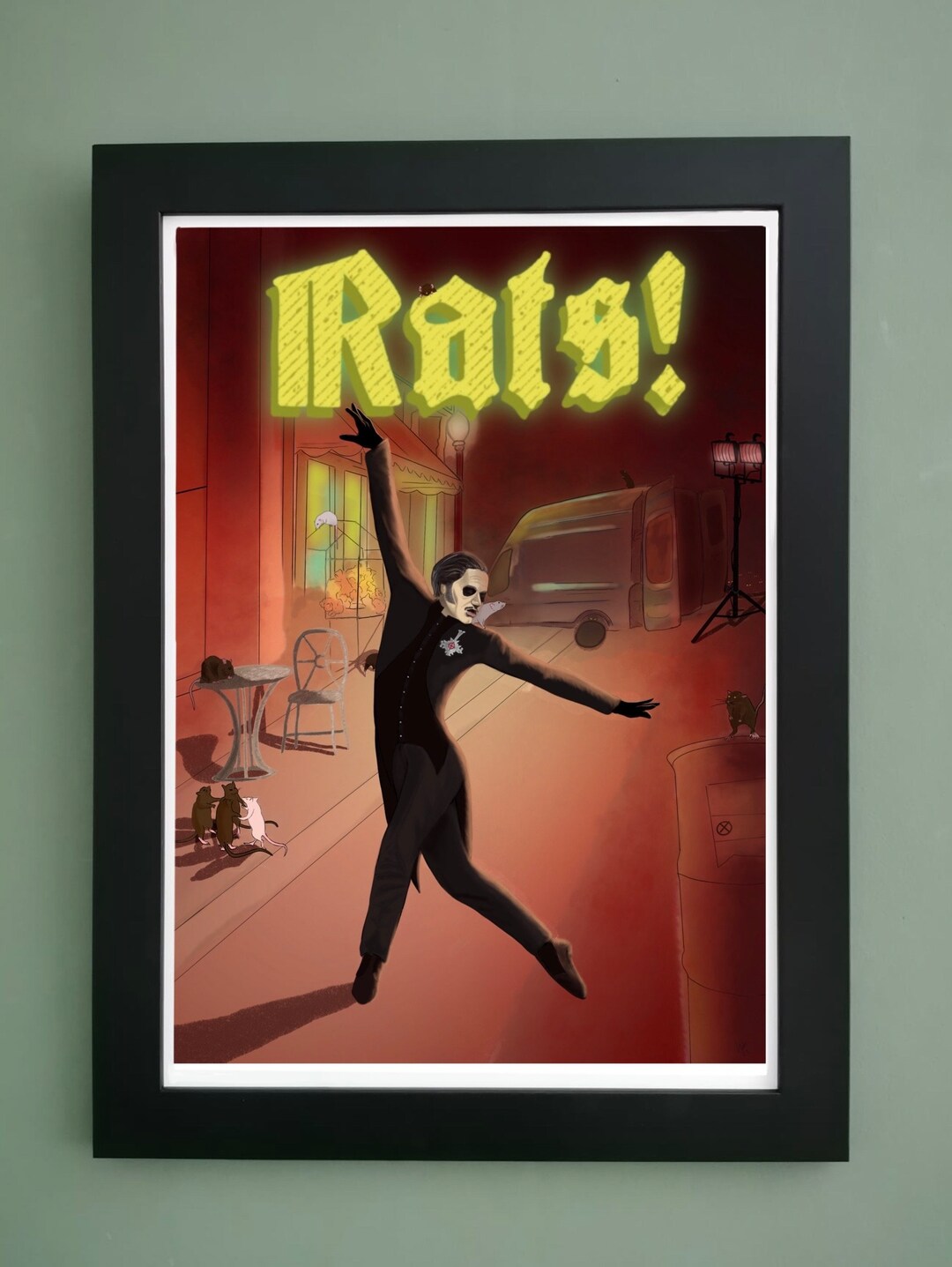 Rats, Red Backdrop, A4 Music Art Print, Wall Decor, Handcrafted - Etsy