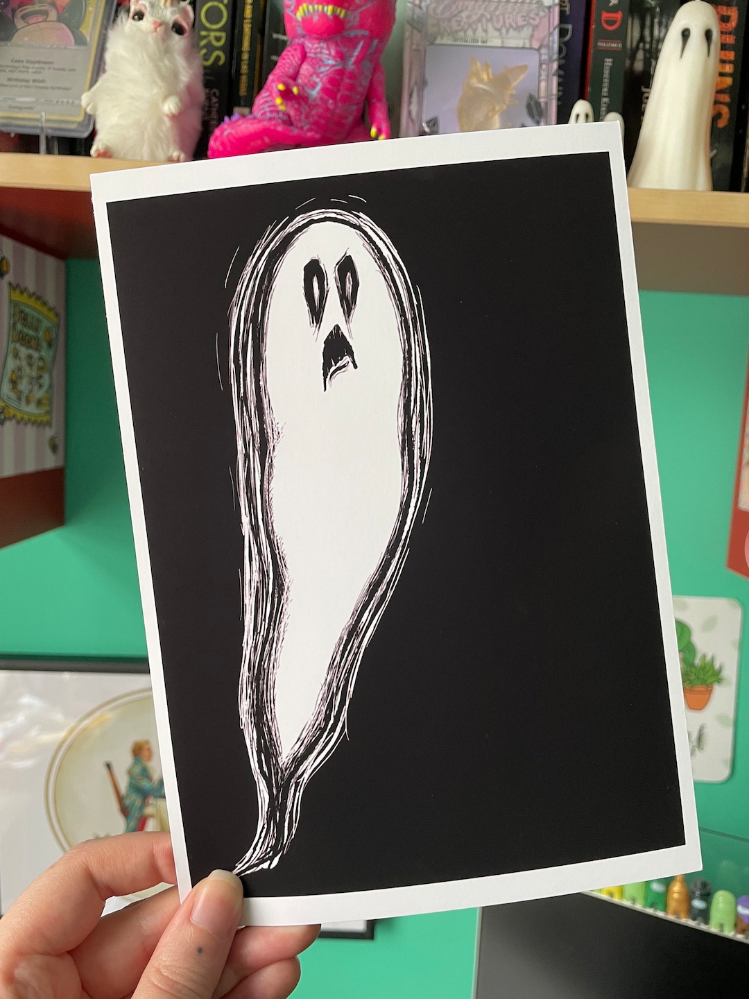Creepy Ghost Mini Print, Spooky Halloween Decor, Handcrafted - Etsy