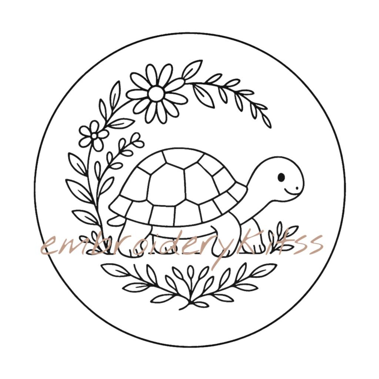 Turtle & Bird Embroidery Pattern: Cheerful DIY Needlework (PDF Download ...