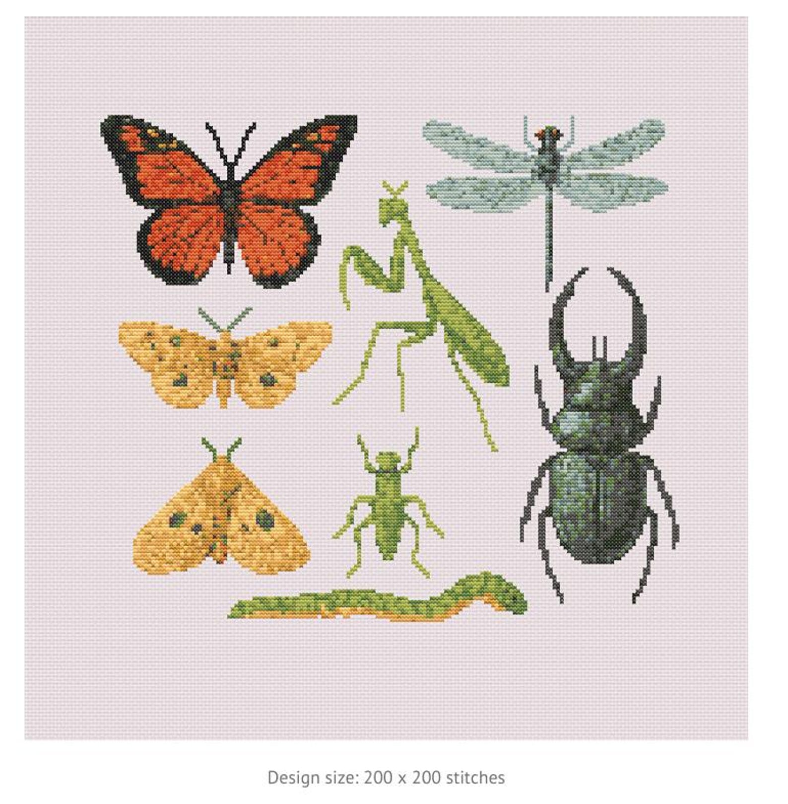 Insects Cross Stitch Pattern: Entomology Embroidery Art (PDF Download ...