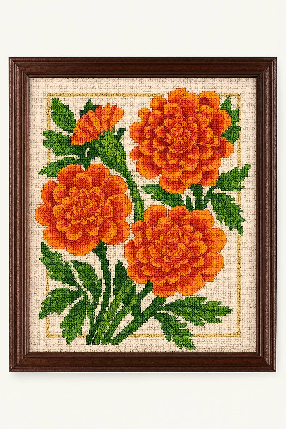 Orange Flower Cross Stitch Pattern: Birds & Floral Design (PDF Download ...