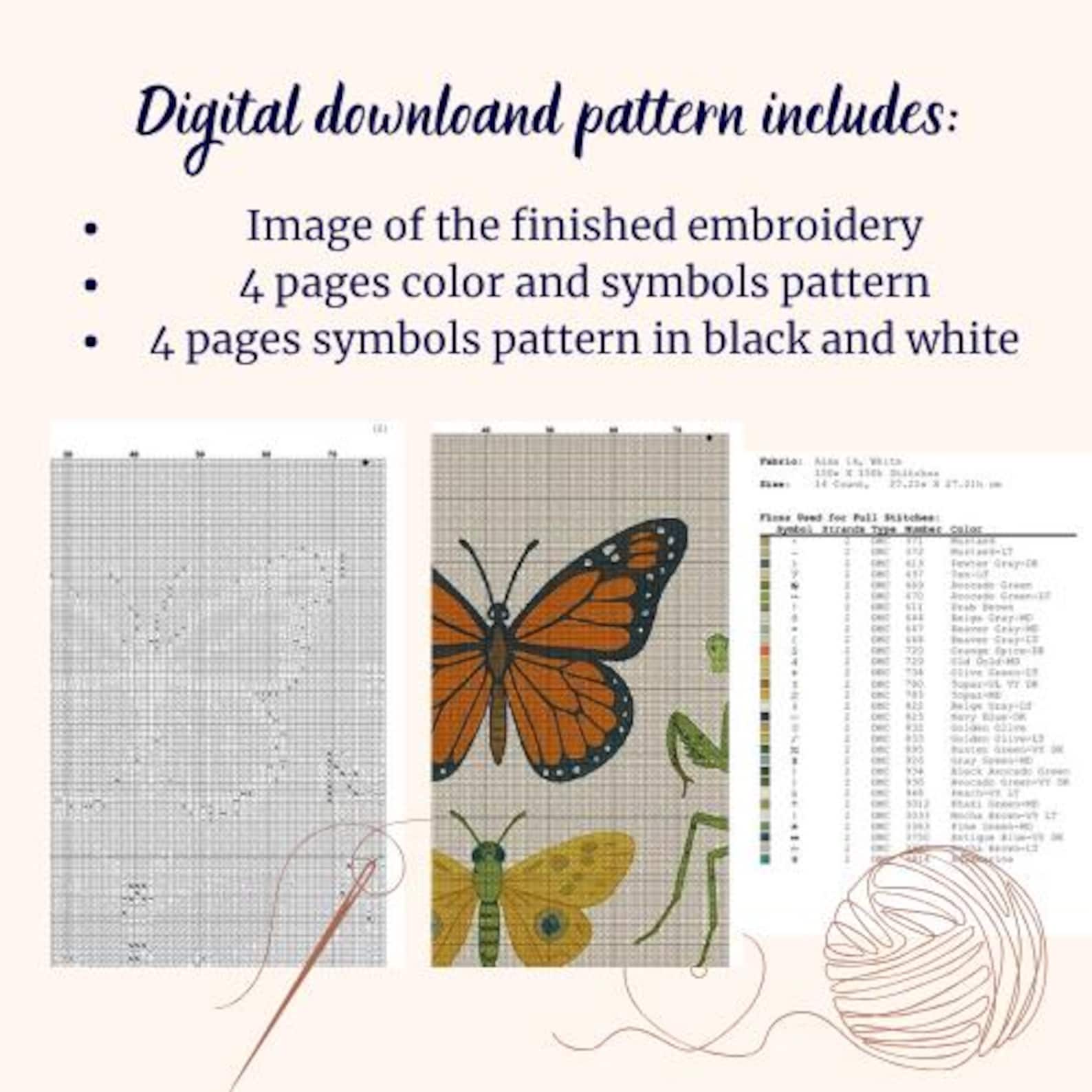 Insects Cross Stitch Pattern: Entomology Embroidery Art (PDF Download ...