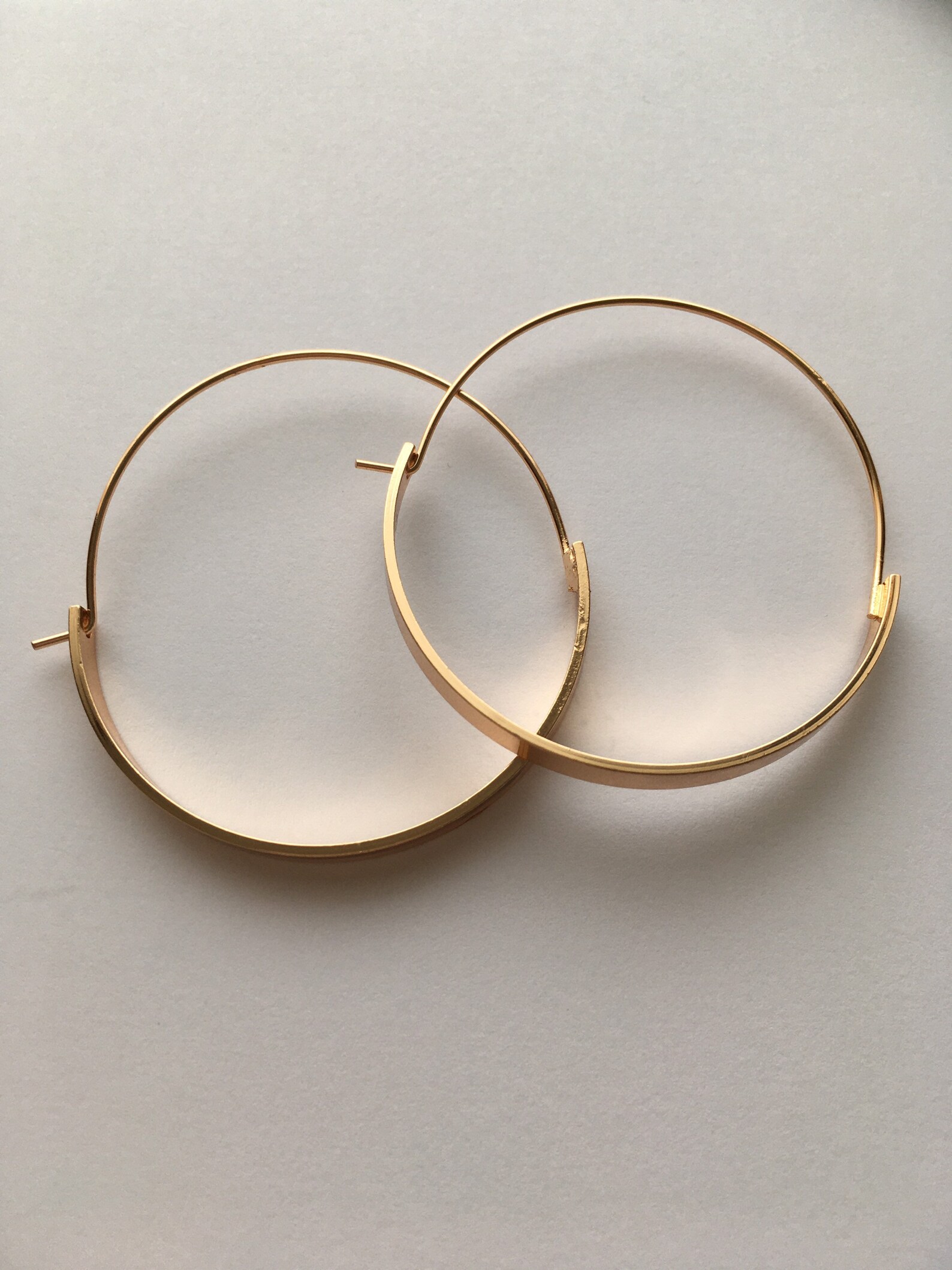 Large 18k Gold Hoops Half Circle Open Gold Large Hoop | Etsy