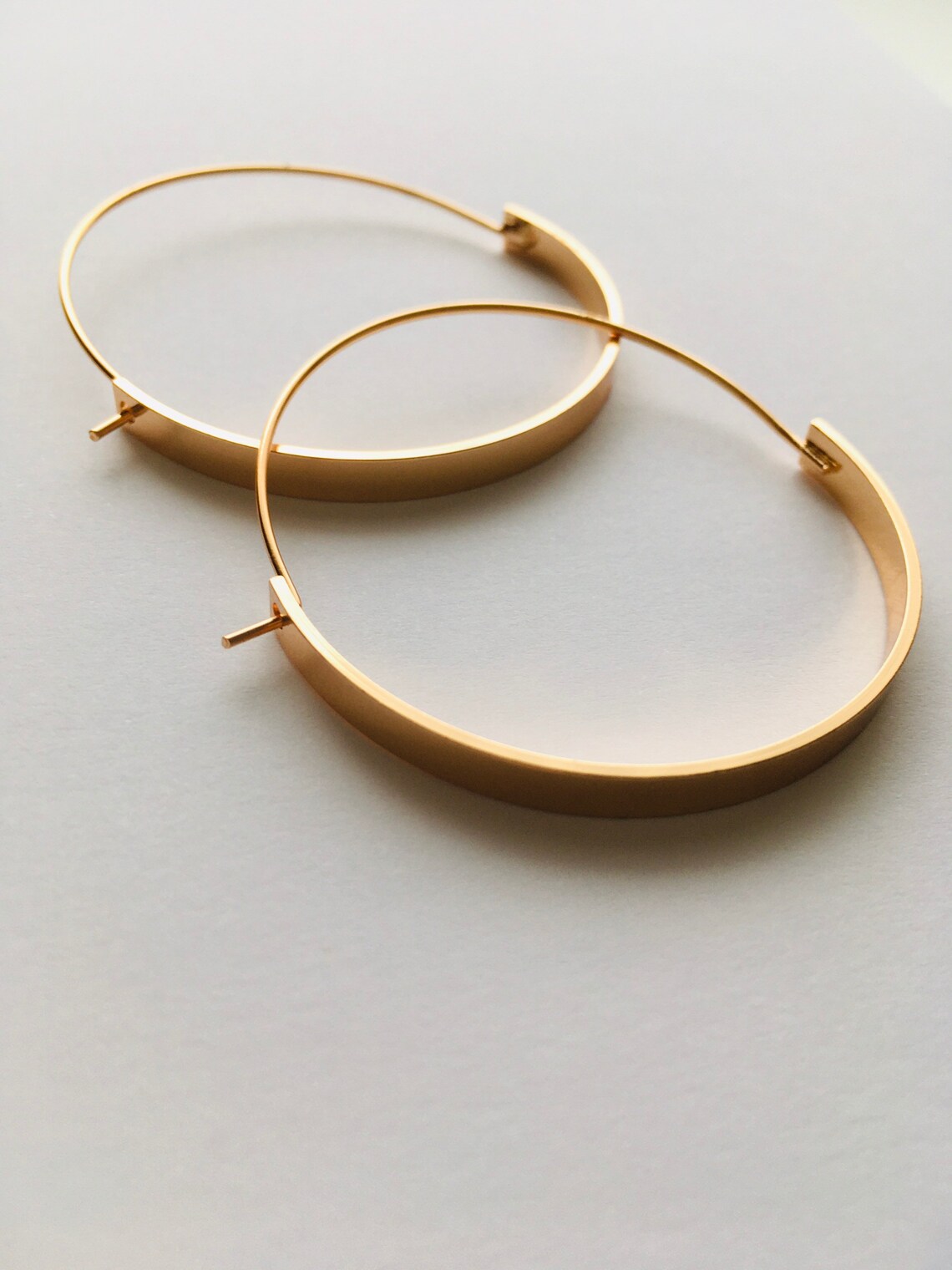 Large 18k gold hoops half circle open gold large hoop | Etsy