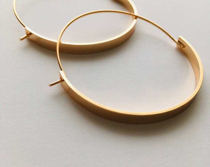 Large 18k Gold Hoops, Half Circle Open Gold Large Hoop Earrings ...