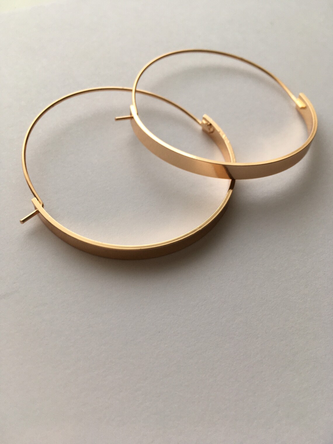 Large 18k gold hoops half circle open gold large hoop | Etsy