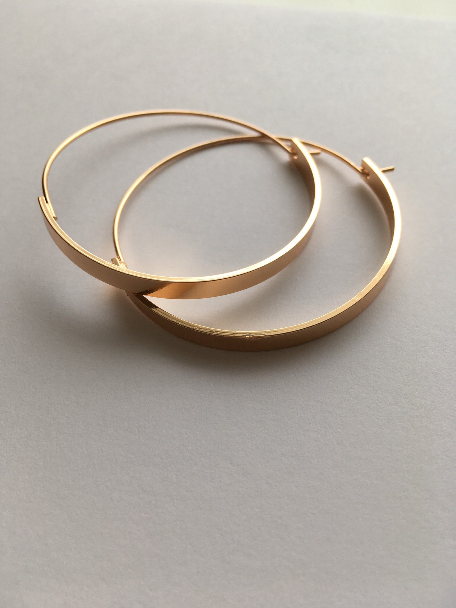 Large 18k Gold Hoops Half Circle Open Gold Large Hoop | Etsy