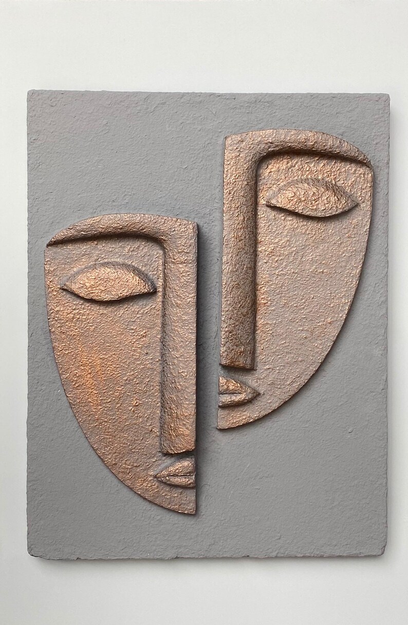 Handcrafted 3D Relief Wall Art: Abstract Face Sculpture - Etsy
