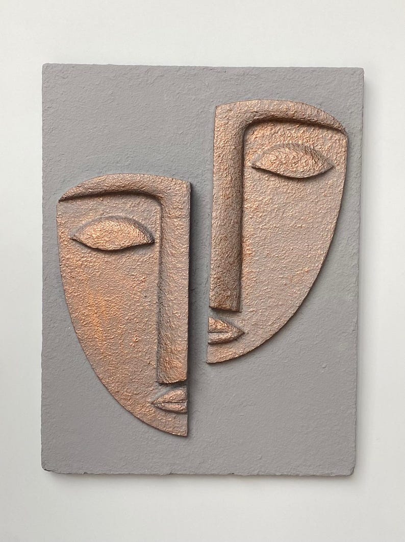 Handcrafted 3D Relief Wall Art: Abstract Face Sculpture - Etsy