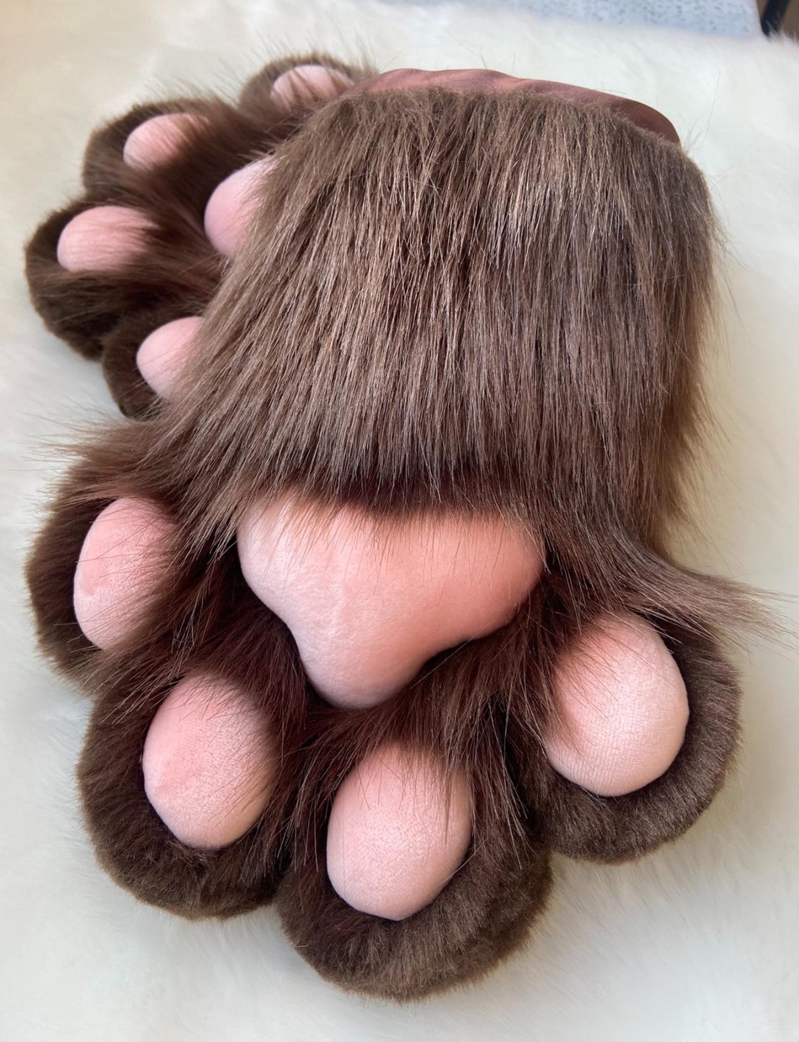Custom Squeak Furry Fluffy Brown Paws, Patchwork Paws, Furry Nails ...