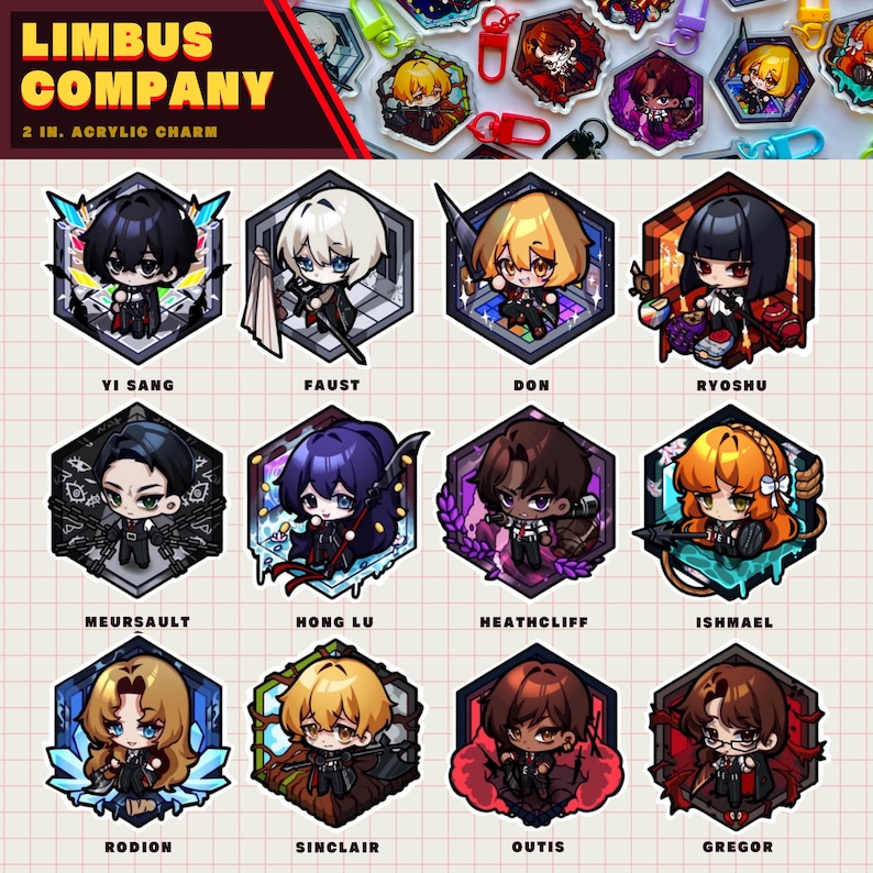 LIMBUS COMPANY Sinner Acrylic Charms SET 1 - Etsy Australia