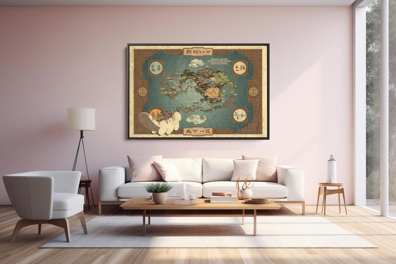 Avatar Airbender Map Canvas Art | Premium Wall Decor for Anime Fans ...