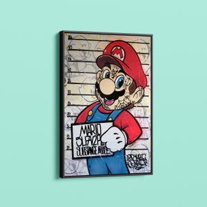 Banksy Guilty Mario Pop Art Canvas - Street Graffiti Wall Art, Super ...