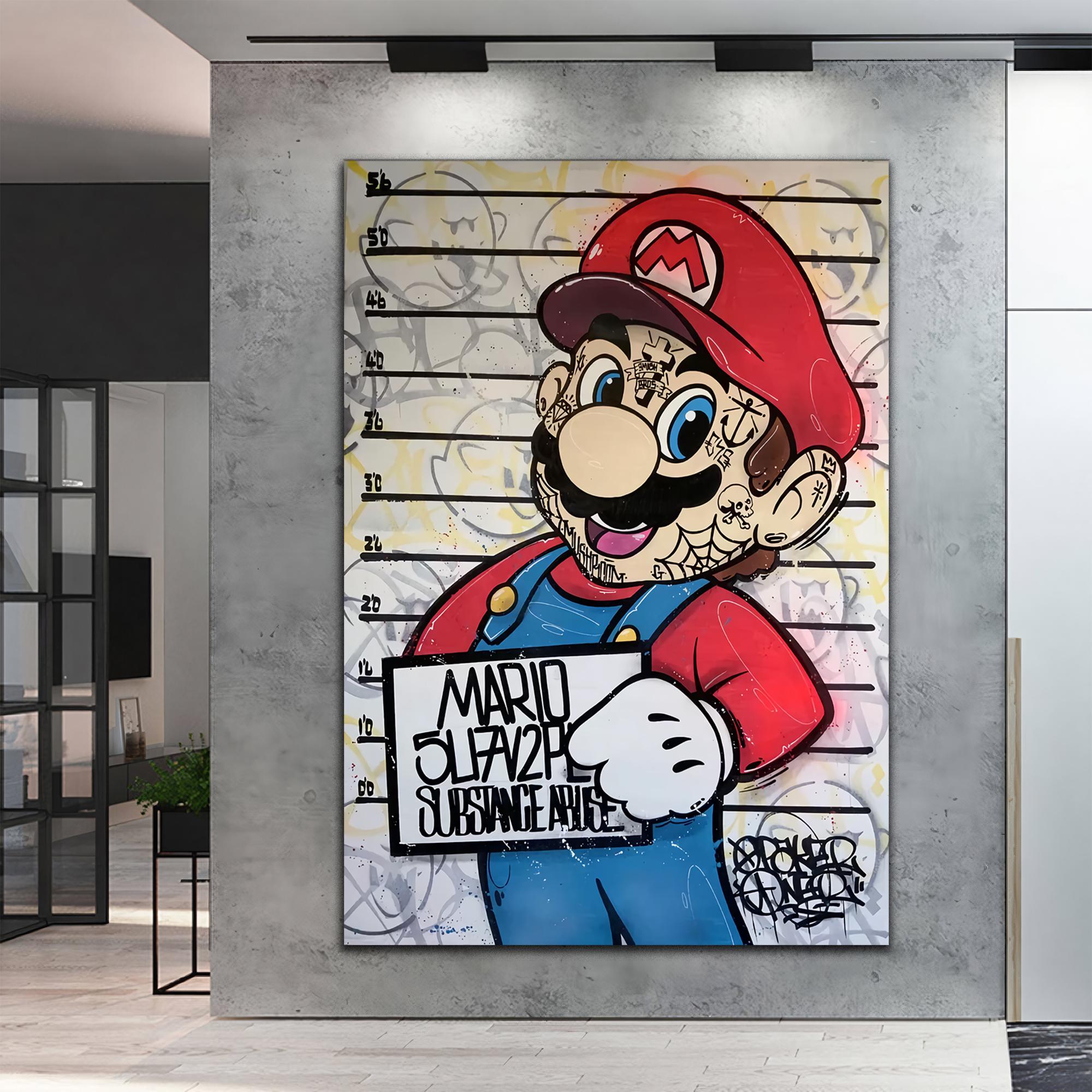 Banksy Guilty Mario Pop Art Canvas - Street Graffiti Wall Art, Super ...