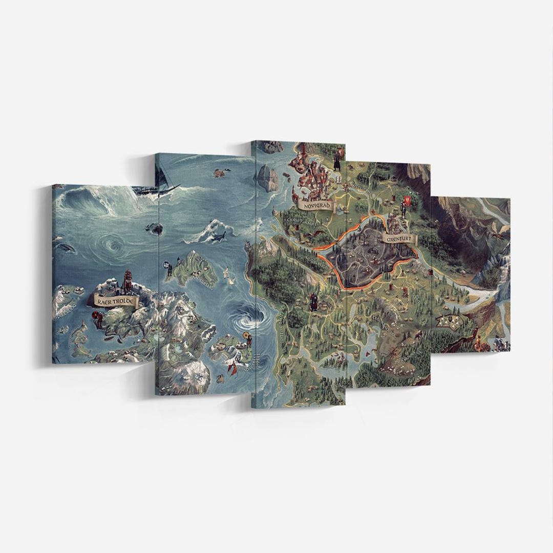 Warcraft Map 5 Piece Canvas Wall Art, Framed Canvas, Rolled Canvas ...