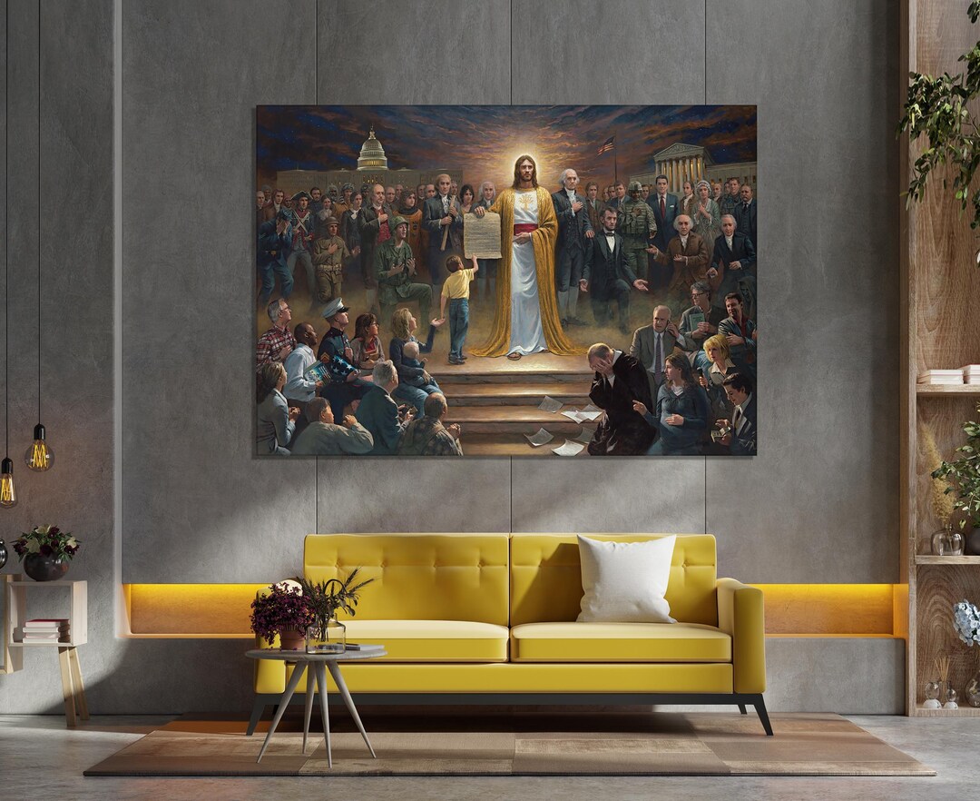 Jesus Presenting the US Constitution Canvas Wall Art, Patriotic ...