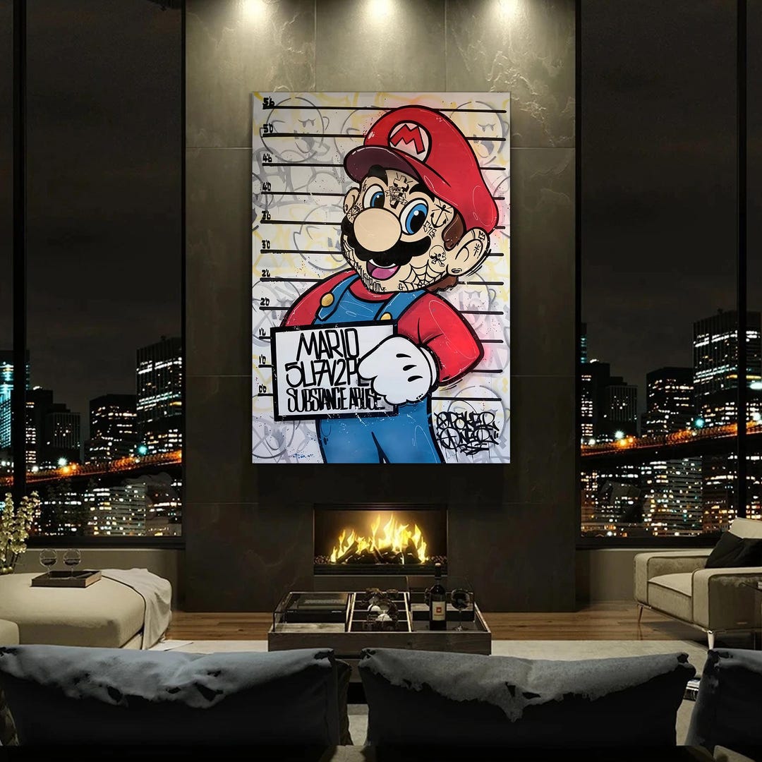 Banksy Guilty Mario Pop Art Canvas - Street Graffiti Wall Art, Super ...