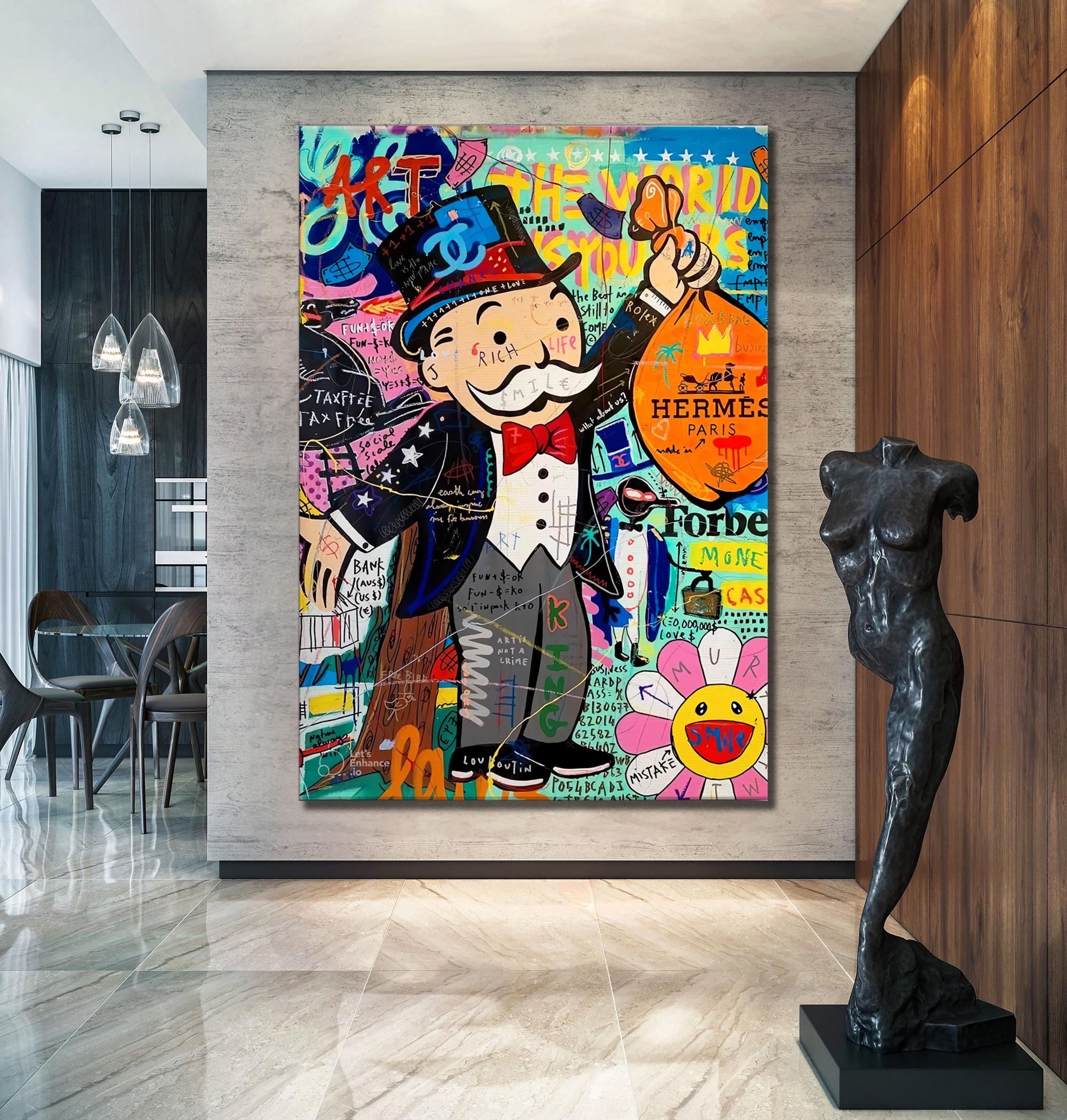 Pop Art Monopoly Man Canvas - Unique Modern Abstract Painting Print ...