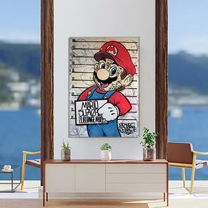 Banksy Guilty Mario Pop Art Canvas - Street Graffiti Wall Art, Super ...