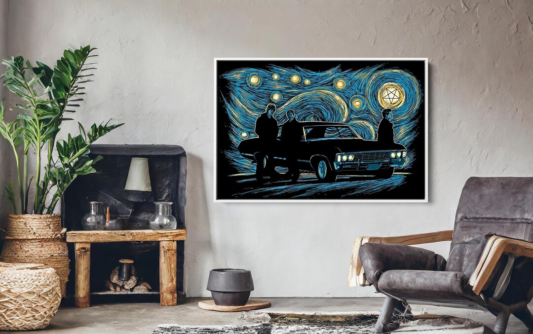 Supernatural Dean Sam Castiel Vincent Van Gogh Starry Night Framed ...
