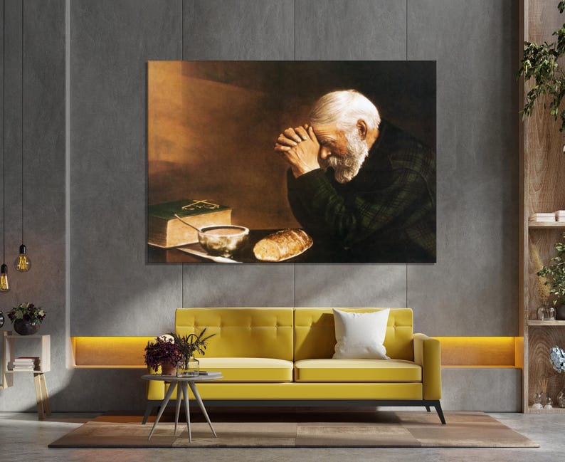 Eric Enstrom Grace Man Praying Over Bread (new High Resolution) Print ...