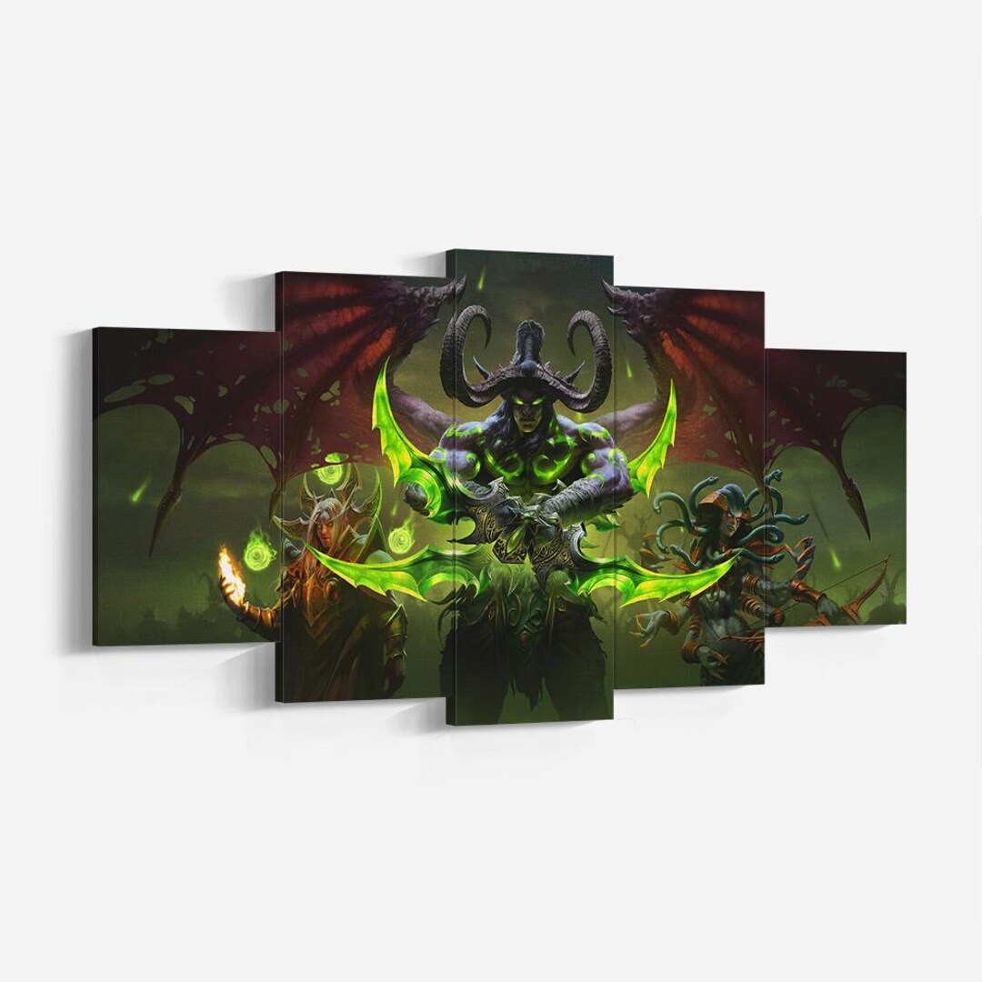 Illidan Stormrage and His Army Canvas Wall Art – Epic Warcraft Fantasy ...