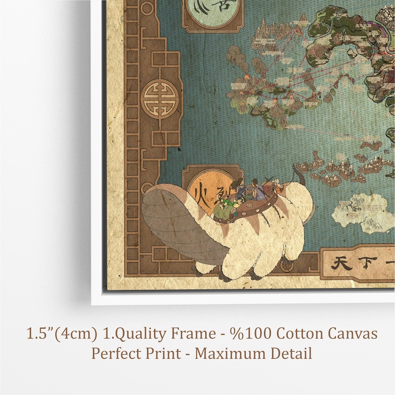 Avatar Airbender Map Canvas Art | Premium Wall Decor for Anime Fans ...
