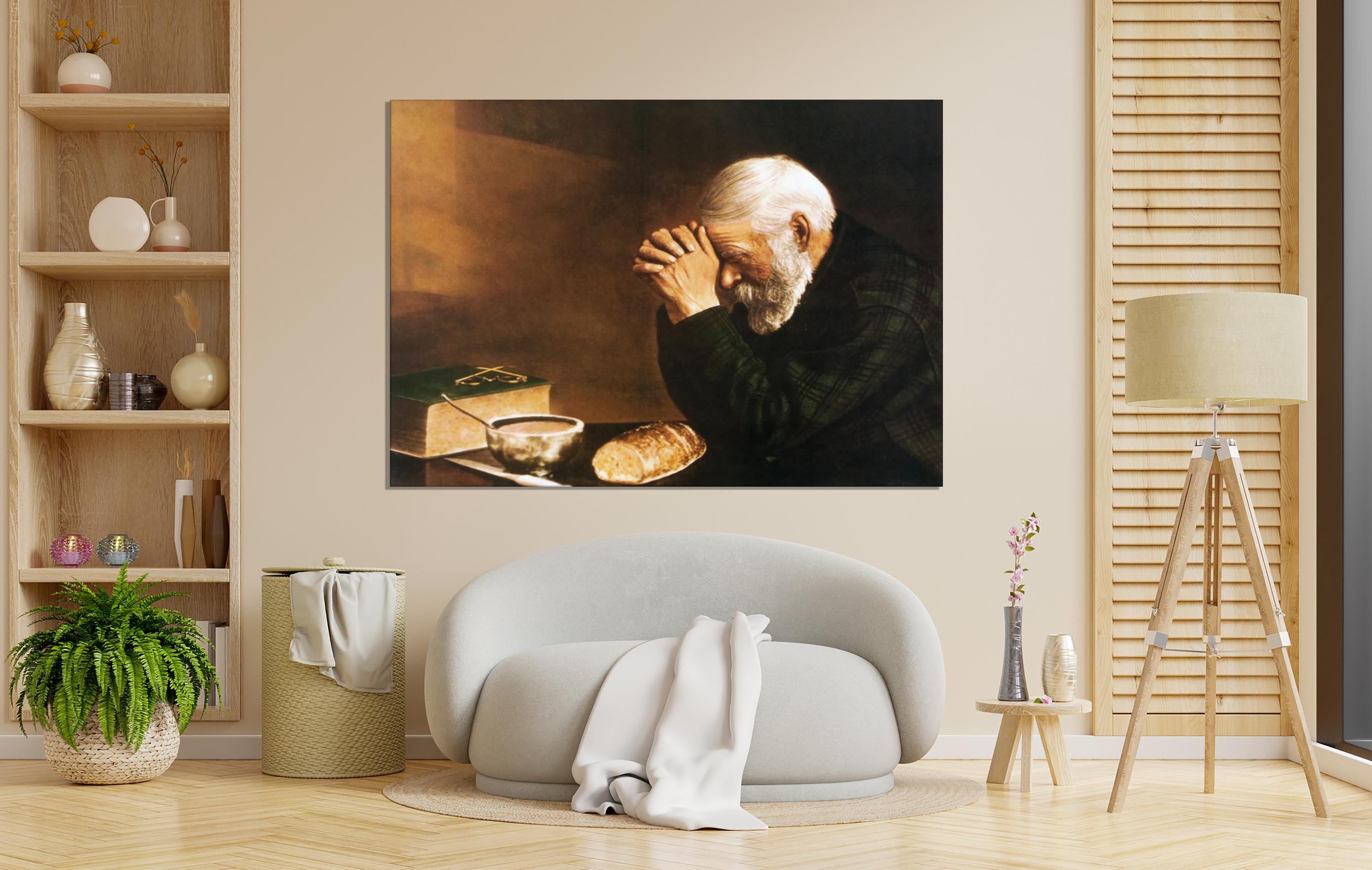 Eric Enstrom Grace Man Praying Over Bread (new High Resolution) Print ...